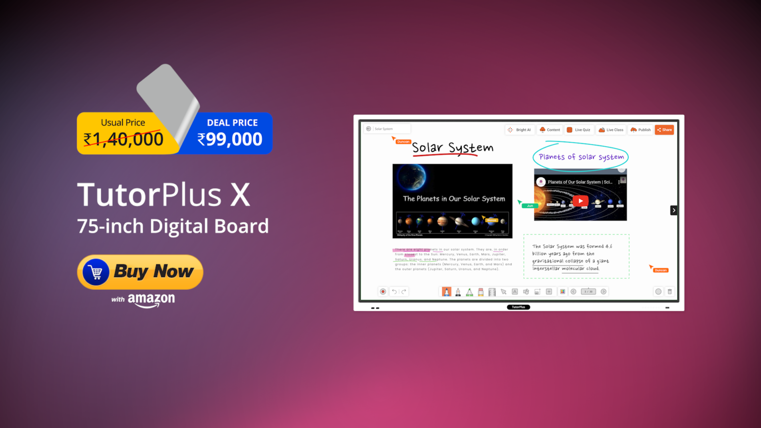 TutorPlus - Interactive Flat Panel | Whiteboard for Teaching | Interactive Digital Board